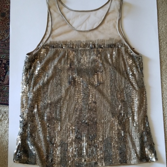Parker | Tops | Parker Sequined Grey Silver Top Size L | Poshmark